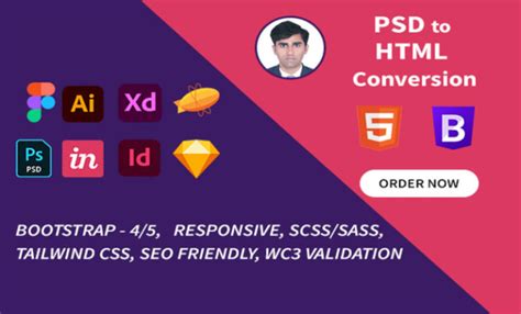 convert figma to html psd to html xd to html bootstrap 5 by
