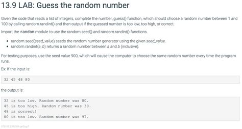 Solved 139 Lab Guess The Random Number Given The Code That