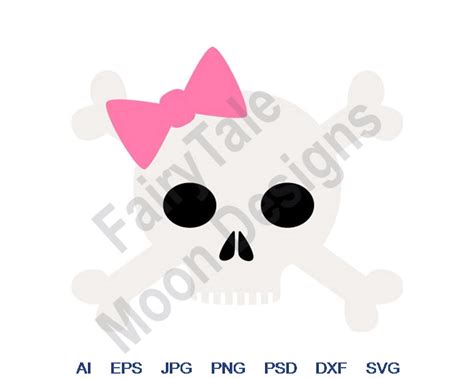 Girly Skull Svg Dxf Eps Png  Vector Art Clipart Etsy