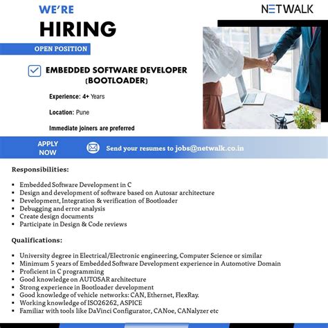 Netwalk On Linkedin Techjobs Softwaredevelopment Embeddedsystems Hiring Punejobs