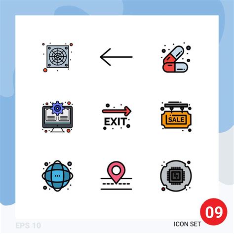 Modern Set Of 9 Filledline Flat Colors And Symbols Such As Info Leave