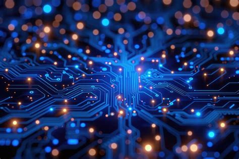Premium Photo A Blue And White Computer Chip With Many Wires And