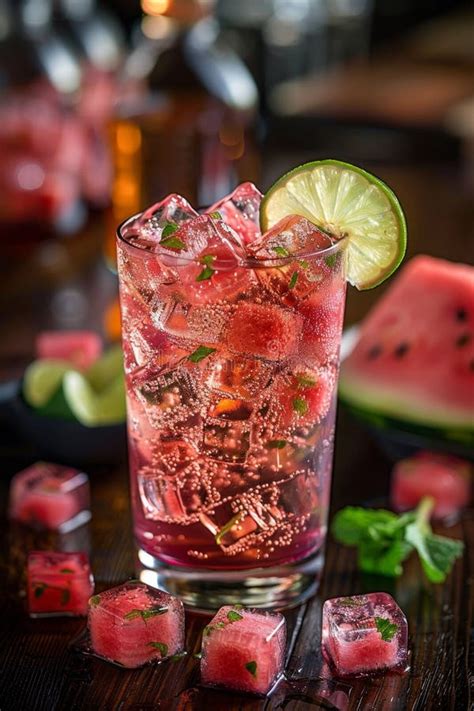 Tropical Watermelon Drink Refreshing Drink Of Watermelon Chunks With