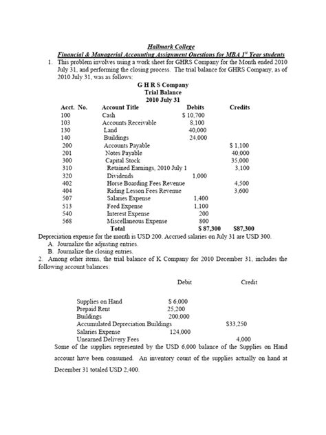 Ruth Assignment On Financial And Managerial Accounting Hallmark