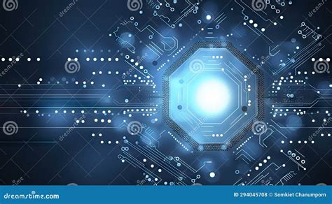 Abstract Technology Background With Circuit Board Light Streaks Toned Image Double Exposure