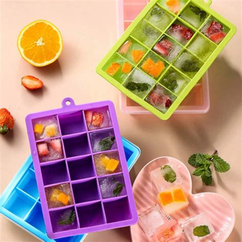 1pc 15 Grids Square Shaped Ice Cube Tray Made Of Silicone Material And