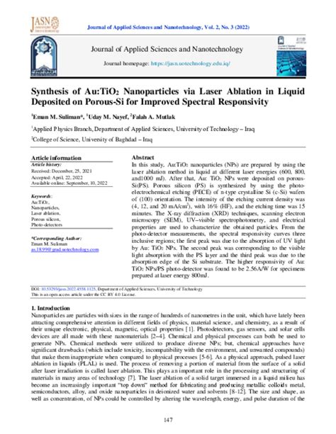 pdf synthesis of au tio2 nanoparticles via laser ablation in liquid