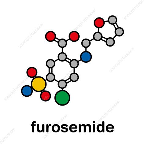 Furosemide Diuretic Drug Molecular Model Stock Image F025 2233