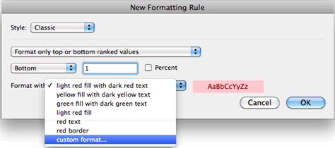 ms excel 2011 for mac automatically highlight highest and lowest