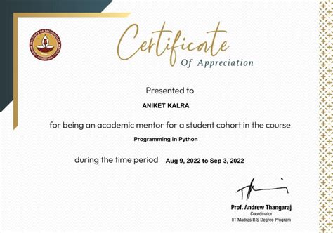 Aniket K. on LinkedIn: #iitmadras #pythonmentor #codingjourney #studentlife