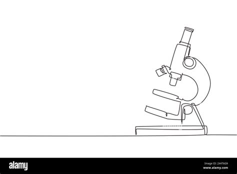 Single Continuous Line Drawing Simple Microscope Lab Microscope To Magnify Bacteria Size Under