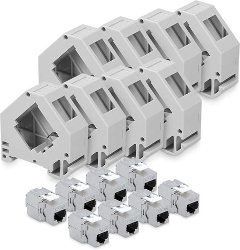 Kwmobile Keystone Module Jacks 8x CAT6A Shielded Keystone Jack RJ45 Cat 6A Ethernet Module 10