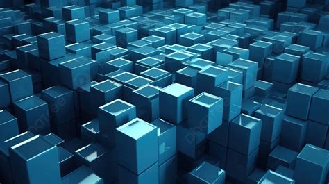 Small Blue Geometric Cube Design Pattern In 3d Rendering Abstract Or