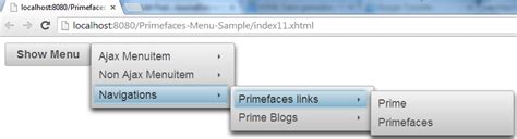 Primefaces Menu MenuBar MenuButton TieredMenu SlideMenu Example DigitalOcean