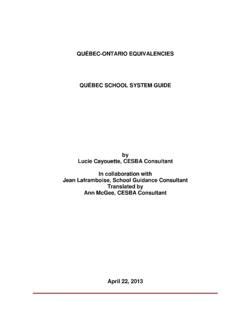 QUÉBEC ONTARIO EQUIVALENCIES QUÉBEC SCHOOL qu 201 bec ontario