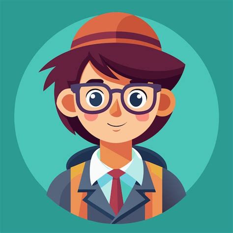 Premium Vector A Cartoon Of A Person Wearing Glasses And A Hat