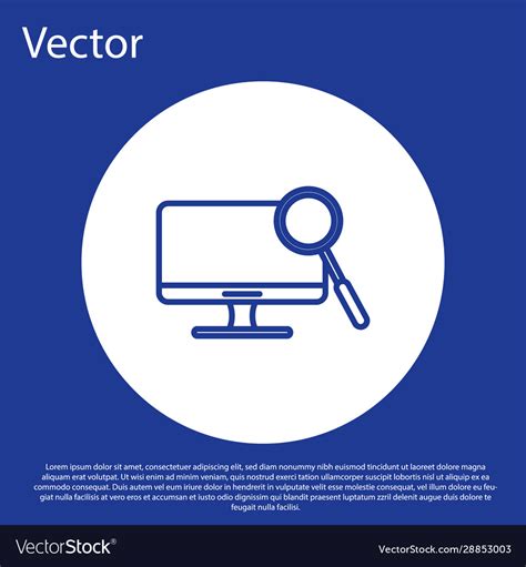 Blue Line Computer Monitor Diagnostics Icon Vector Image