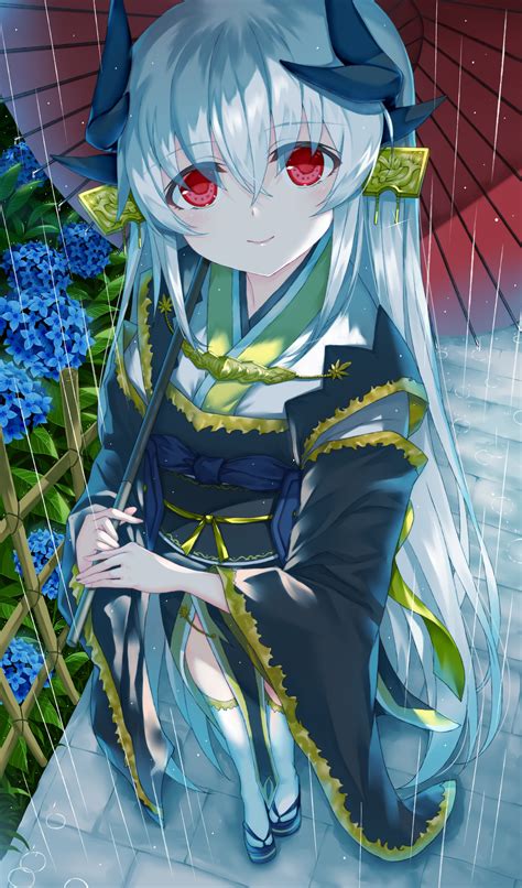Morizono Shiki Fate Grand Order Kiyohime Fate Grand Order Horns Japanese Clothes Thighhighs