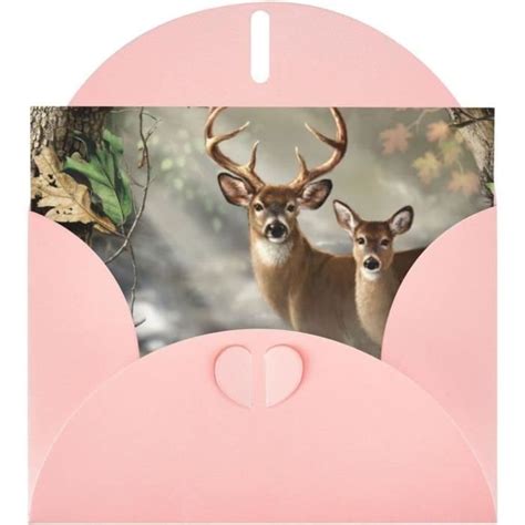Carte De Vœux En Papier Avec Enveloppes Motif Cerf Et Camouflage Rose x Cdiscount Beaux