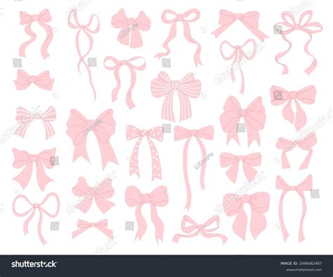 Cute Coquette Aesthetic Pink Ribbon Bow Stock Vector Royalty Free
