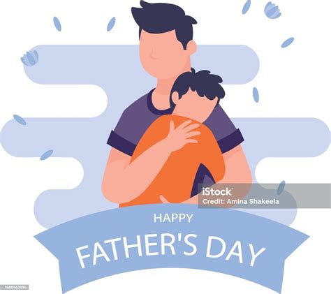Son Hugging His Father Stock Illustration Download Image Now