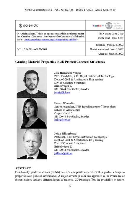 Pdf Grading Material Properties In 3d Printed Concrete Structures