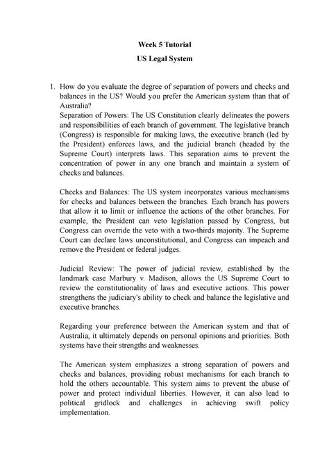 Tutorial Week 5 Us Legal System Week 5 Tutorial Us Legal System How
