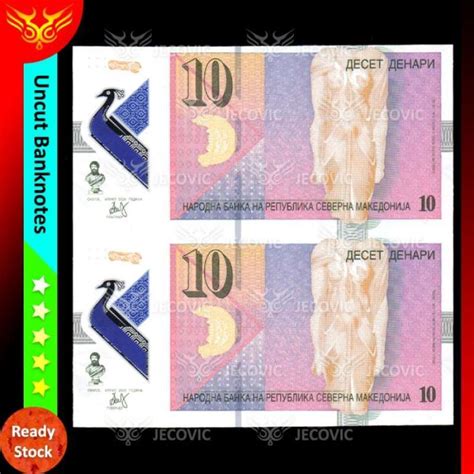 Promo Uncut X2 Polymer Macedonia 10 Denari Unc Folder Uang Asing