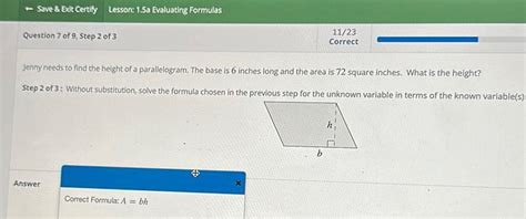 [answered] save exit certify lesson 1 5a evaluating formulas question 7