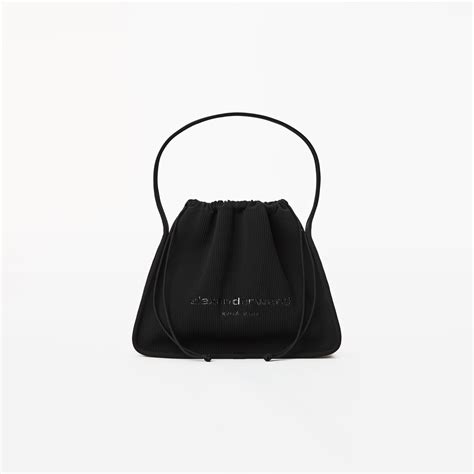 Alexander Wang Ryan Large Bag In Ribbed Knit Black Editorialist