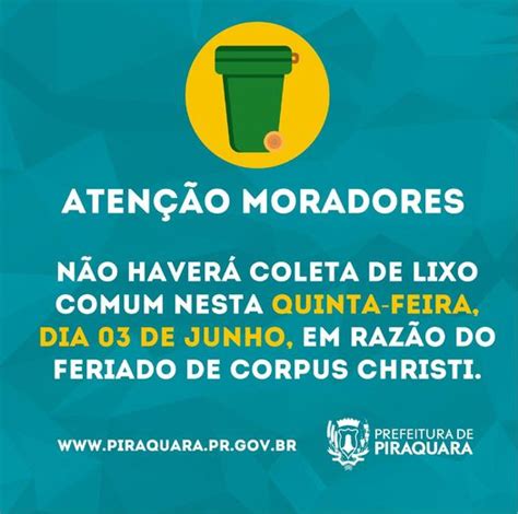 O Piraquarense Amanha não haverá coleta de Lixo em Piraquara