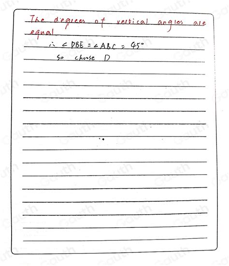 Solved 6 ∠ Abc And ∠ Dbe Are Vertical Angles If M∠ Abc 45° What Is The Measure Of ∠ Dbe