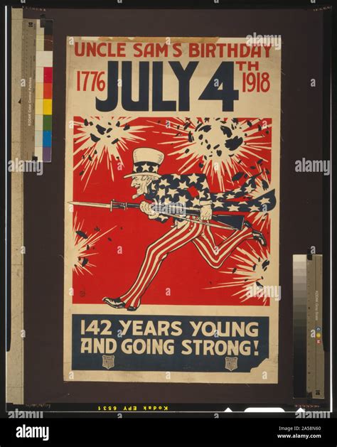 Uncle Sams Birthday July 4th 1776 1918 Abstract Poster Showing Uncle