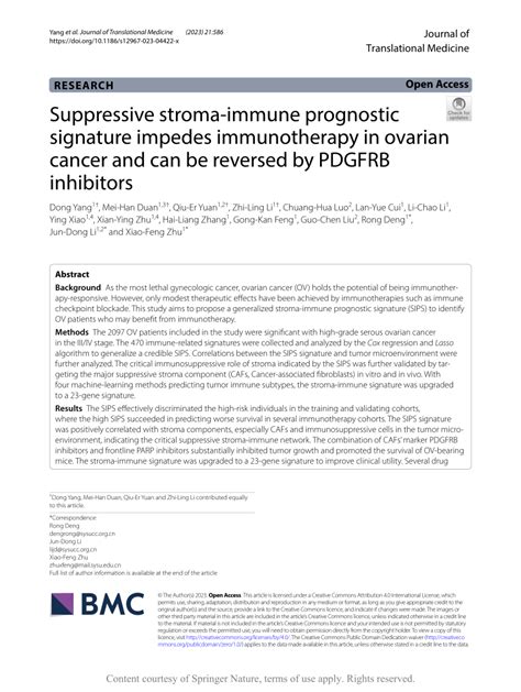 Pdf Suppressive Stroma Immune Prognostic Signature Impedes