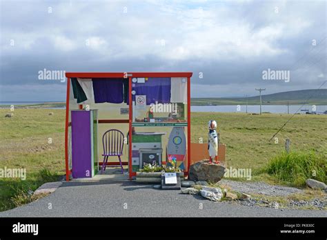 Famous Decorated Bus Stop On The Island Of Unst In Shetland That Is