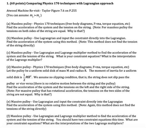 Solved 1 60 Points Comparing Physics 170 Techniques With