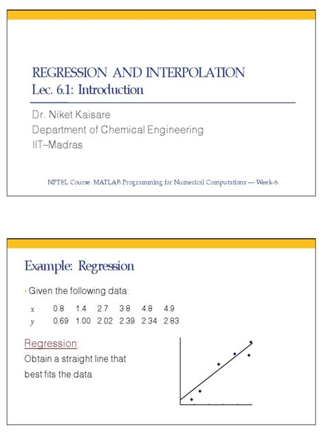 Regression And Interpolation Lec 61 Introduction Dr Niket Kaisare