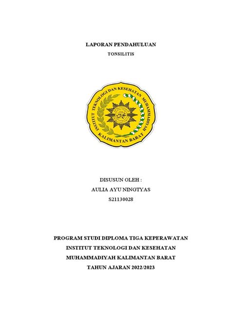Laporan Pendahuluan Tonsilitis Pdf
