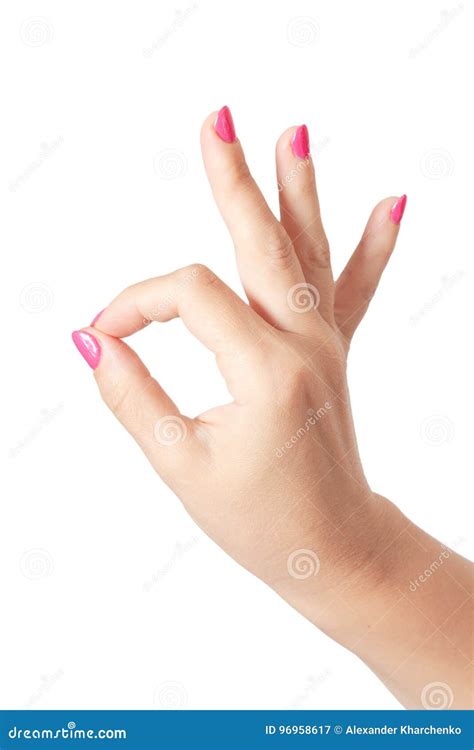 Woman Hand In OK Sign Stock Image Image Of Fingernail
