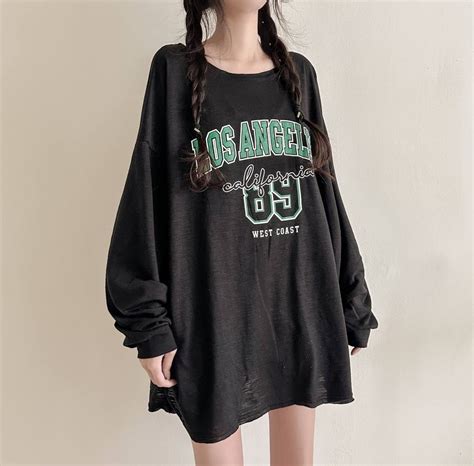 앤드유 빅사이즈 99 루즈~ 얇은 슬라브 레터링 보트넥 박시 여름 긴팔 티셔츠 3c