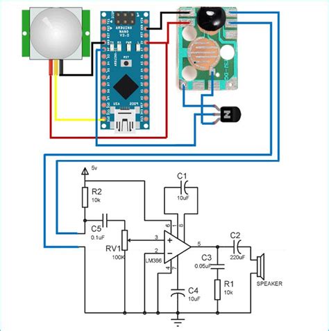 Схема сигнализации с лаем собаки на Arduino и Pir датчике Arduino