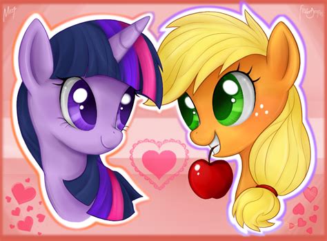 Applejack And Twilight Sparkle Kiss