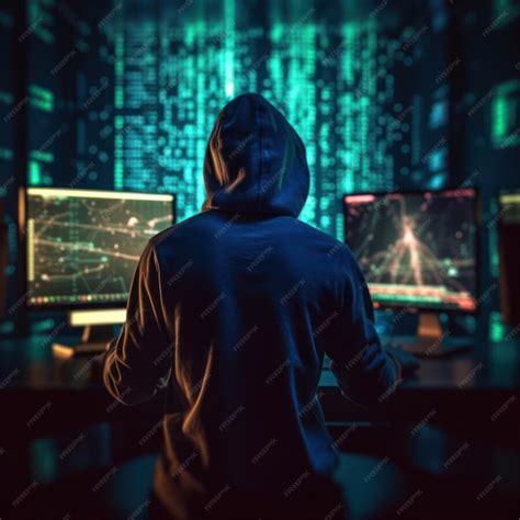 Premium Ai Image Hacker Illustration Matrix Hack Hacker Wearing