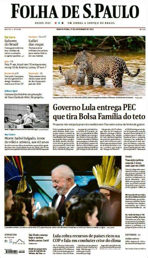Periódico Folha De São Paulo Brasil Periódicos De Brasil Edición De