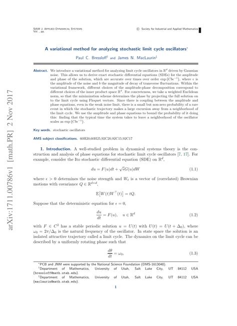 pdf a variational method for analyzing stochastic limit cycle oscillators