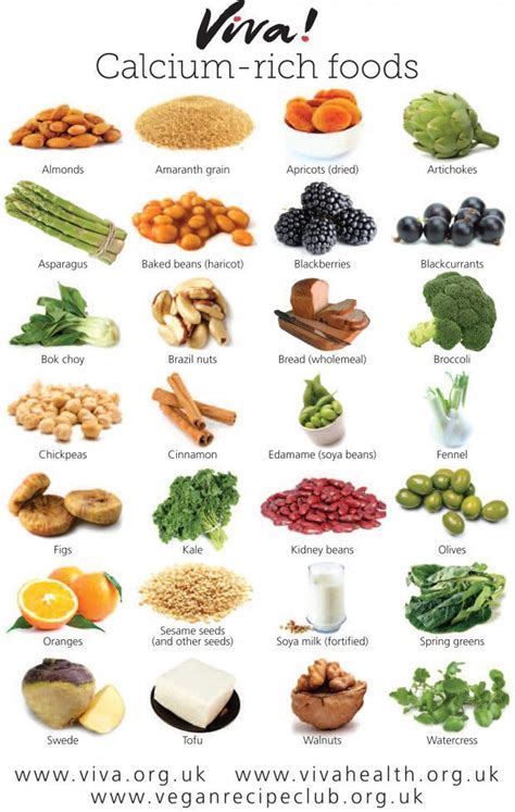 Calcium Rich Foods Wallchart Viva Health Vegan Nutrition Vegan Diet
