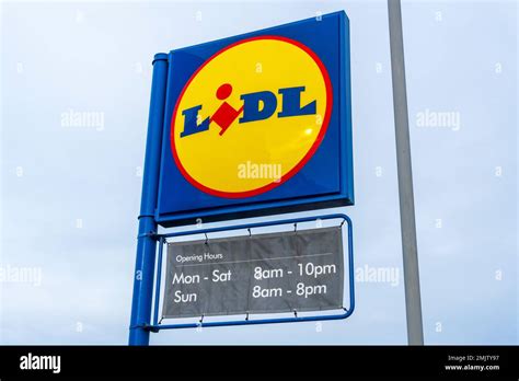 Sign For The Budget Supermarket Lidl Also Showing The Opening Hours