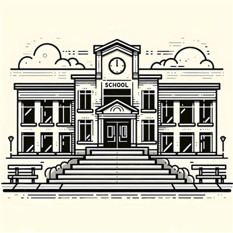 Classic School Building Illustration Background Premium Ai Generated