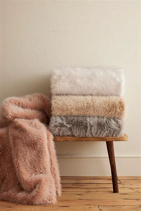 Chloe Tipped Faux Fur Throw Blanket Anthropologie