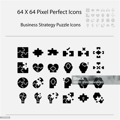 비즈니스 전략 관련 퍼즐 벡터 라인 아이콘 비즈니스 솔리드 아이콘 개념에 대한 스톡 벡터 아트 및 기타 이미지 개념 고체 공부 Istock